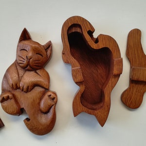 Wooden Magic Jewelrybox – Puzzle Box Playing Cat - Etsy