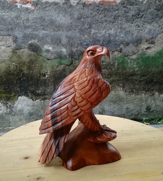 Large Wooden Eagle Sculpture Home Decor | Etsy