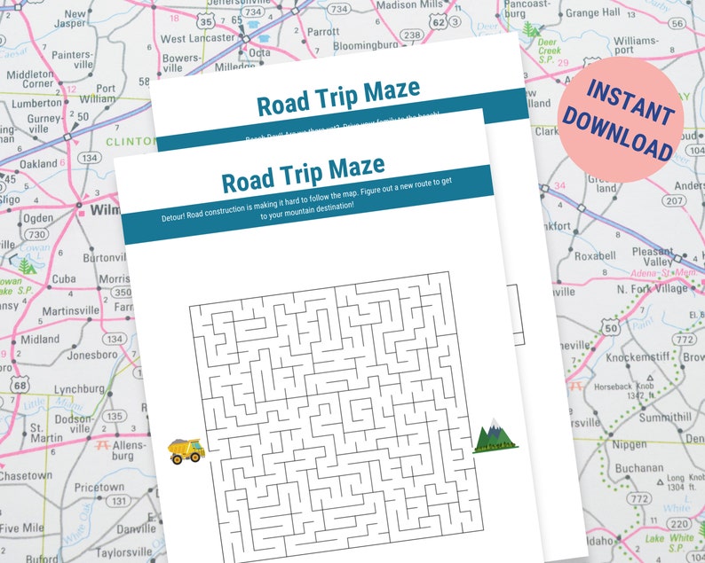 Printable Mazes for Kids, Printable Road Trip Games for Kids, Road Trip ...