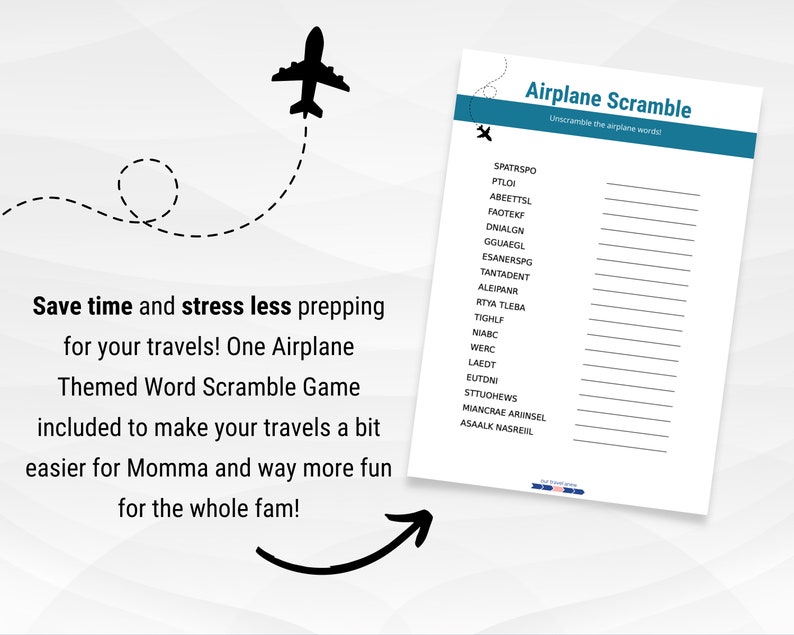Word Scramble Puzzles, Printable Airplane Activities, Plane Activities ...