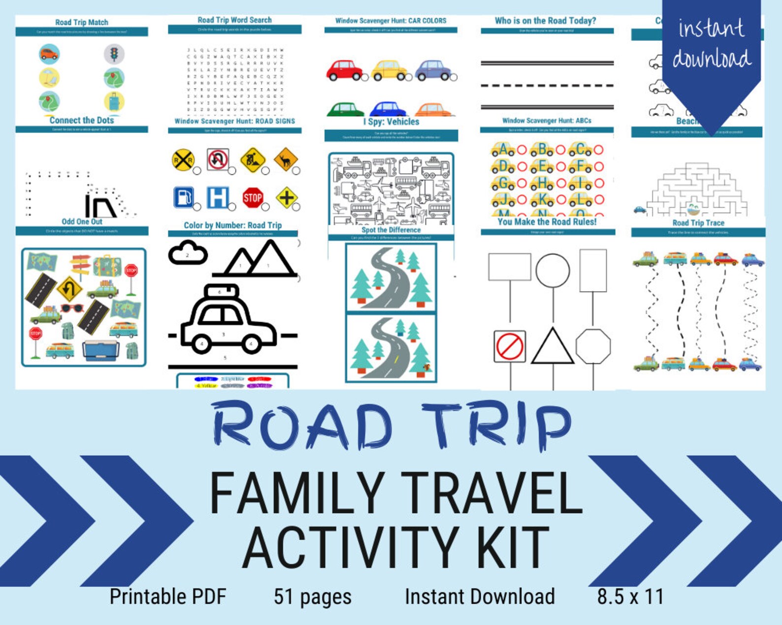 Road Trip Activities for Kids, Road Trip Printable Activities, Travel ...