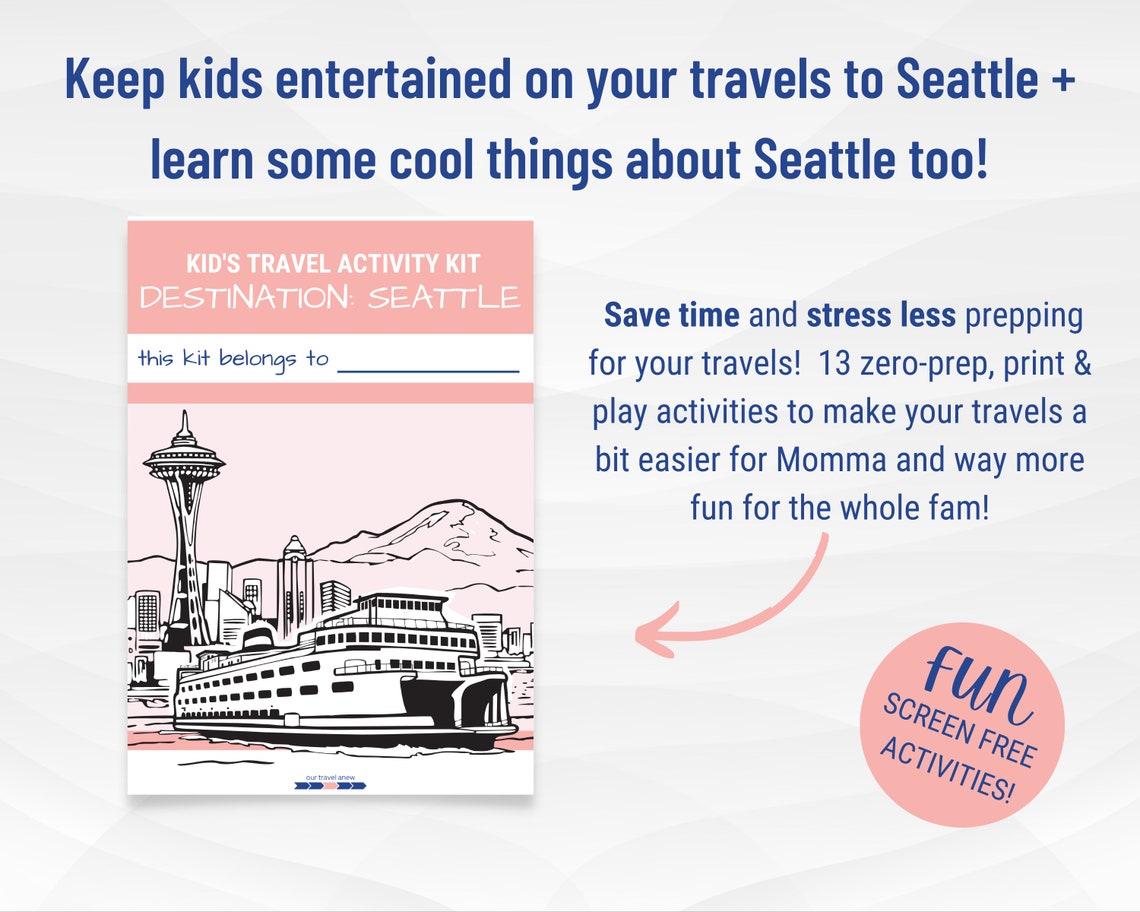 Seattle Vacation, Travel Activity Book, Kids Travel Activity Pack, Kids ...