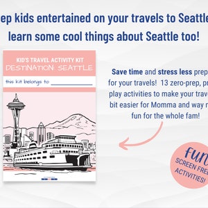 Seattle Vacation, Travel Activity Book, Kids Travel Activity Pack, Kids ...
