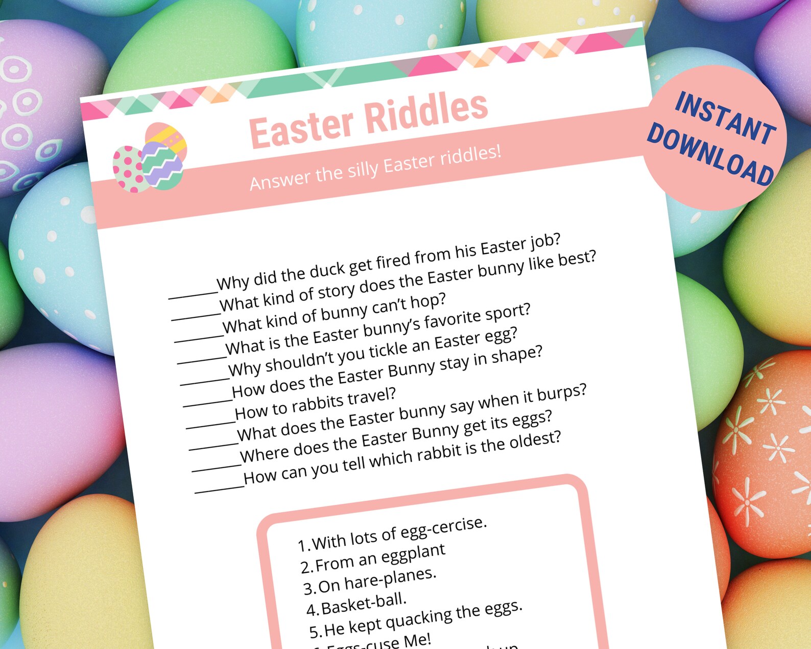 Easter Printable for Kids, Easter Riddles, Printable Easter Game ...