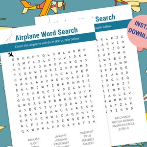 Travel Word Search, Printable Airplane Activities, Plane Activities for ...