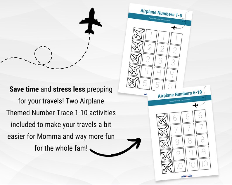 Number Tracing Printable, Printable Airplane Activities for Toddlers ...