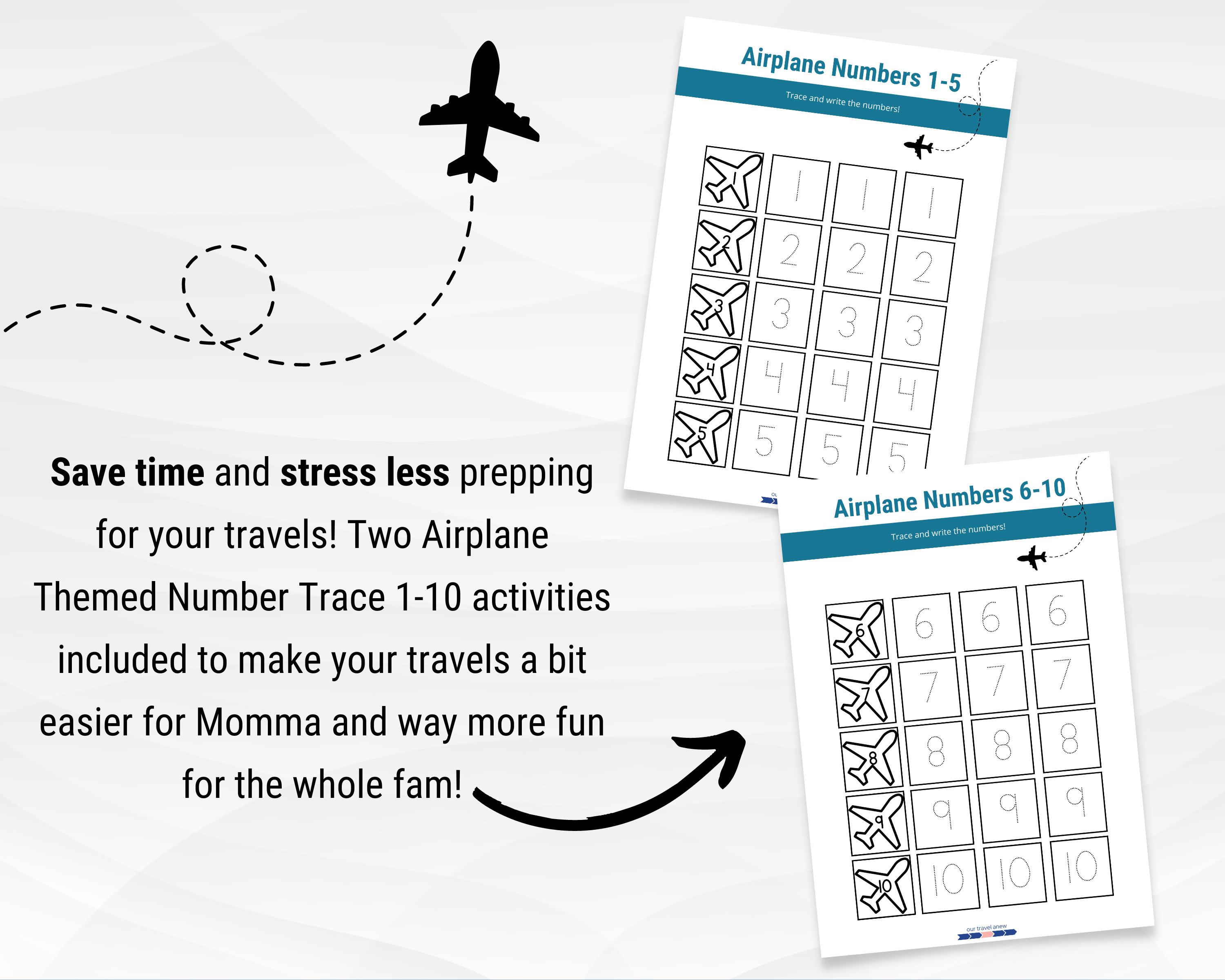 Number Tracing Printable, Printable Airplane Activities for Toddlers ...