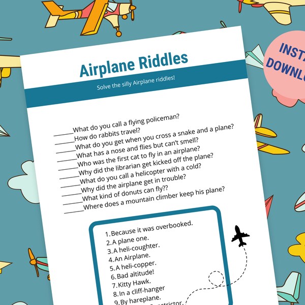 Plane Activities for Kids Printable - Etsy