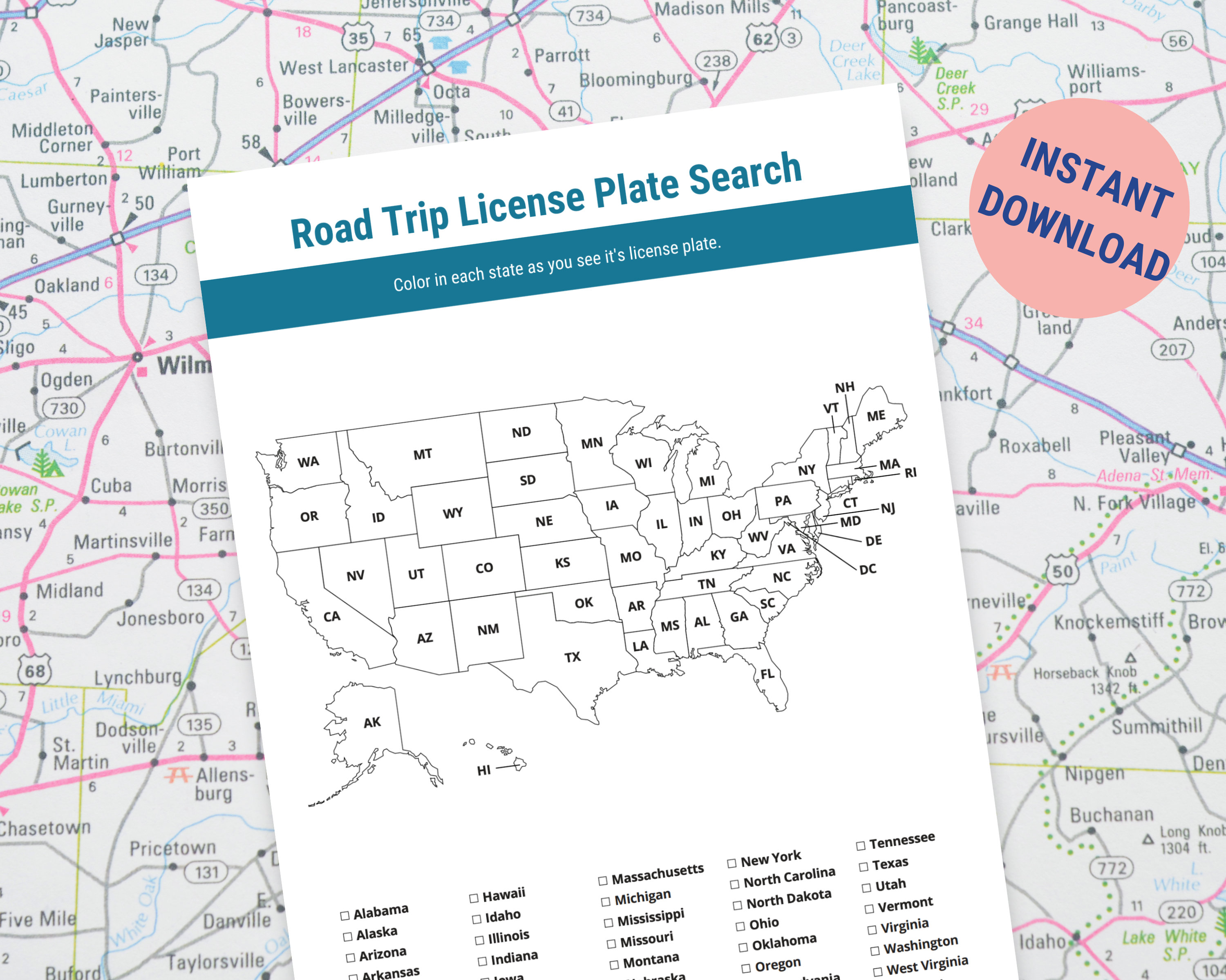 Road Trip License Plate, License Plate Game, Printable Road Trip Games ...