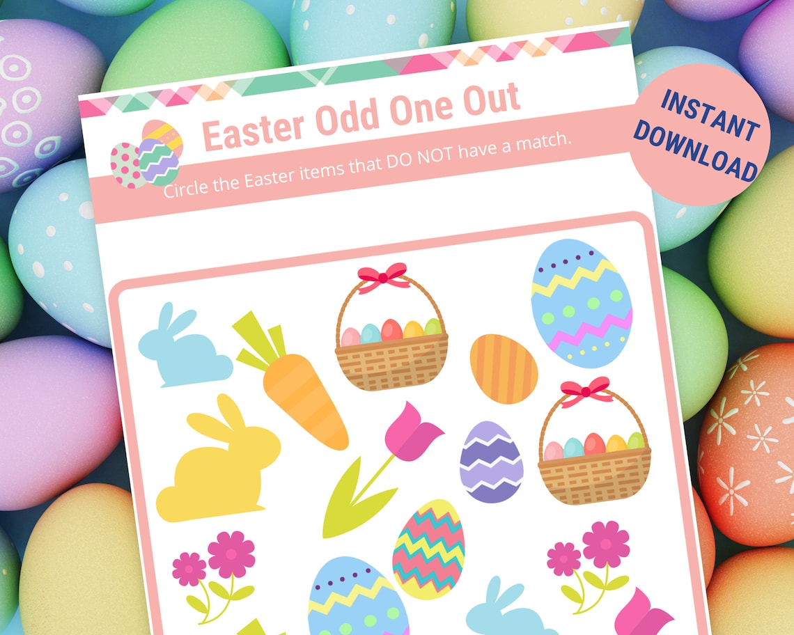 Printable Easter Game, Odd One Out, Easter Activity Sheet, Easter ...