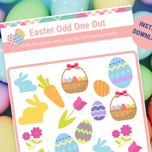 Printable Easter Game, Odd One Out, Easter Activity Sheet, Easter ...