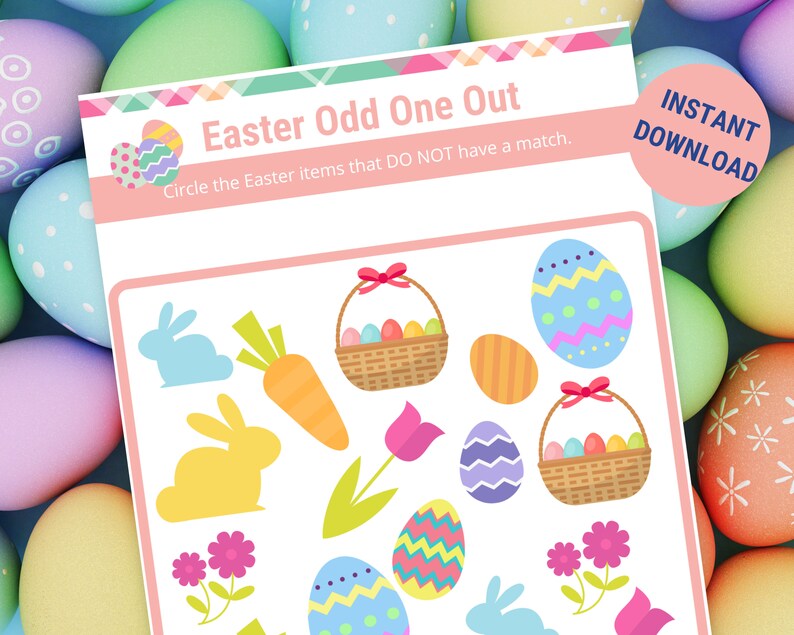 Printable Easter Game, Odd One Out, Easter Activity Sheet, Easter ...