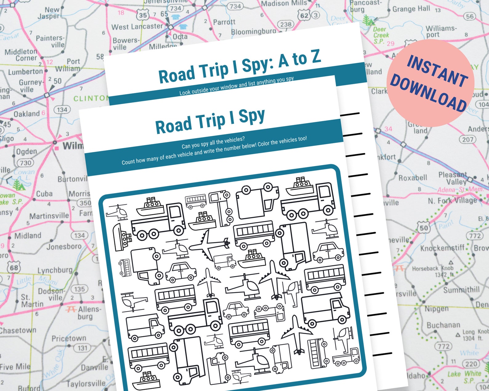 I Spy Game, Printable Road Trip Games for Kids, Road Trip Activities ...