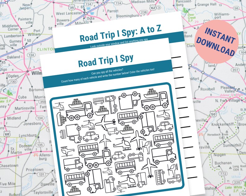 I Spy Game, Printable Road Trip Games for Kids, Road Trip Activities ...