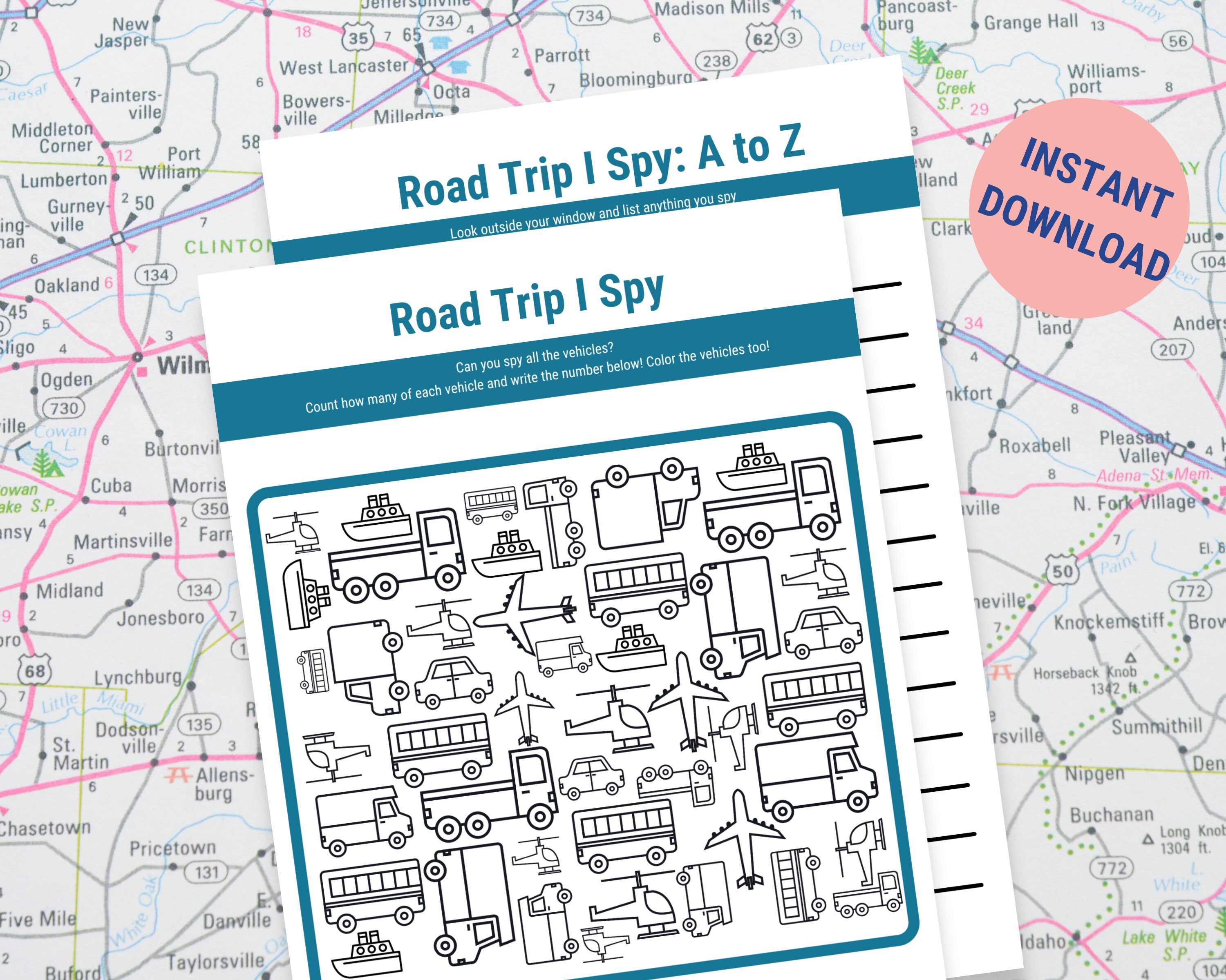 I Spy Game, Printable Road Trip Games for Kids, Road Trip Activities ...