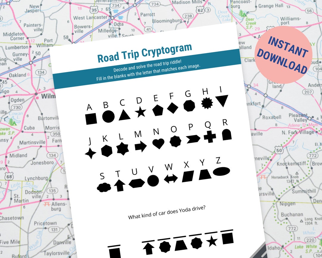 Cryptogram Puzzle, Printable Road Trip Games for Kids, Road Trip ...