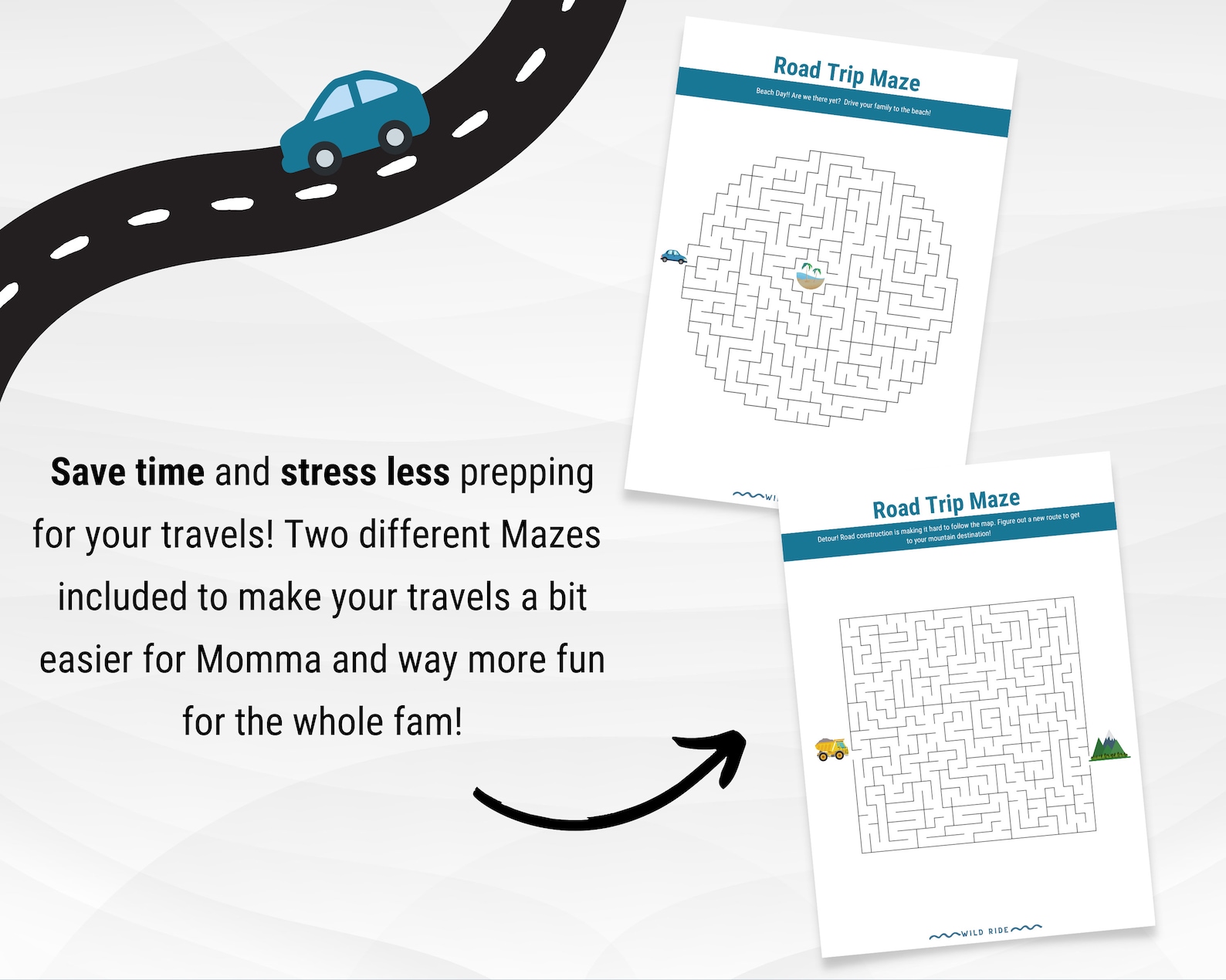 Printable Mazes for Kids, Printable Road Trip Games for Kids, Road Trip ...
