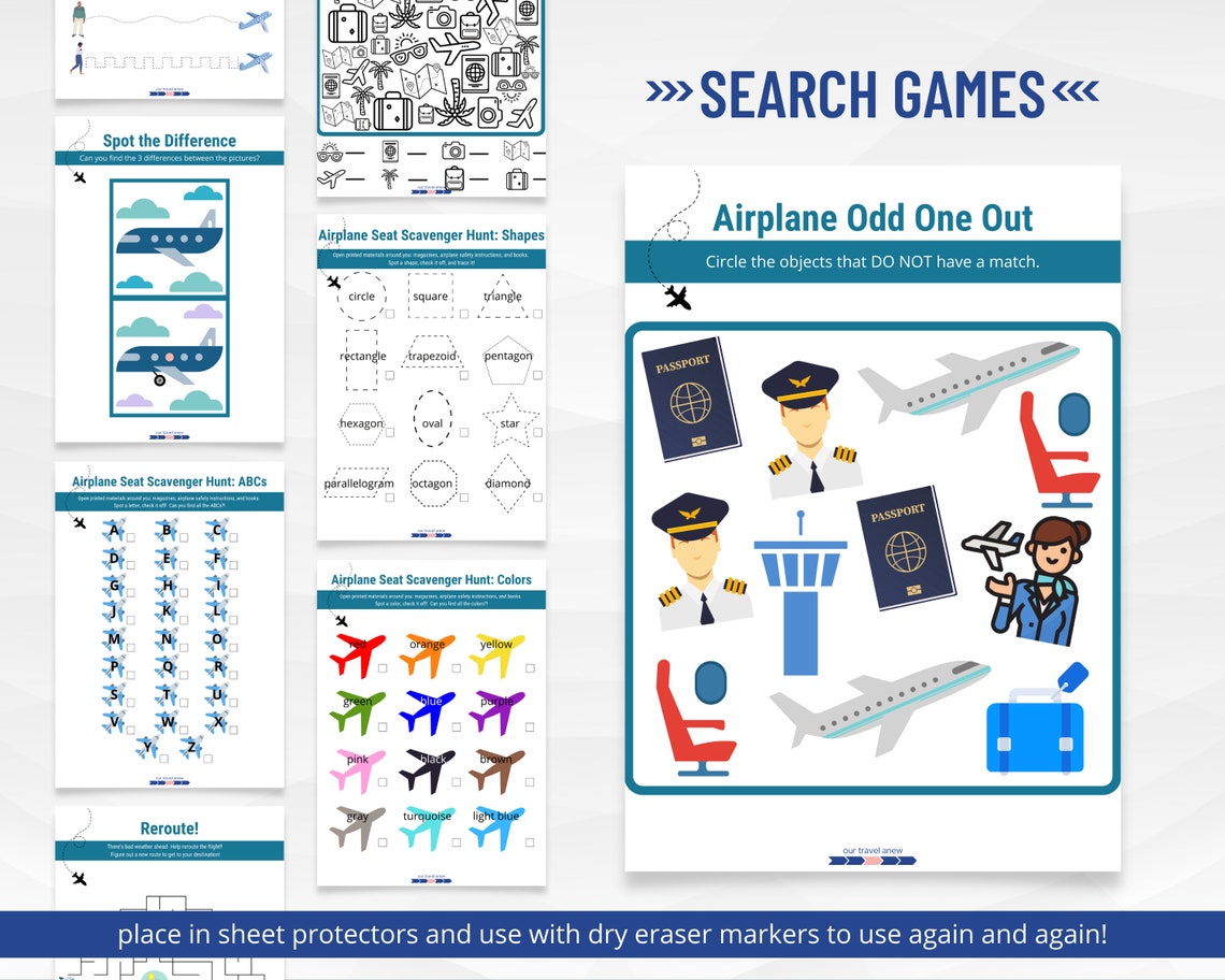 Airplane Games for Kids, Printable Travel Games, Plane Activities for ...