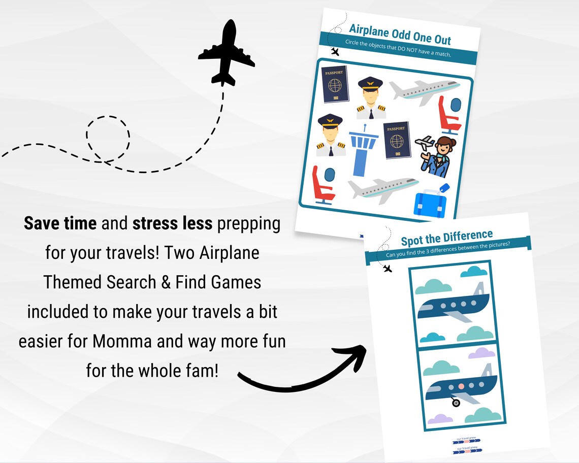 Spot the Difference Printable, Printable Airplane Activities, Plane ...