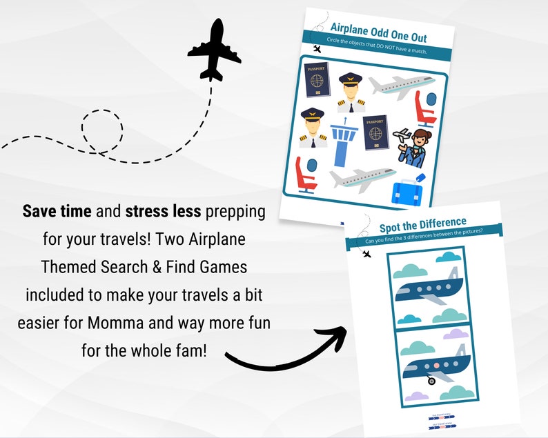 Spot the Difference Printable, Printable Airplane Activities, Plane ...