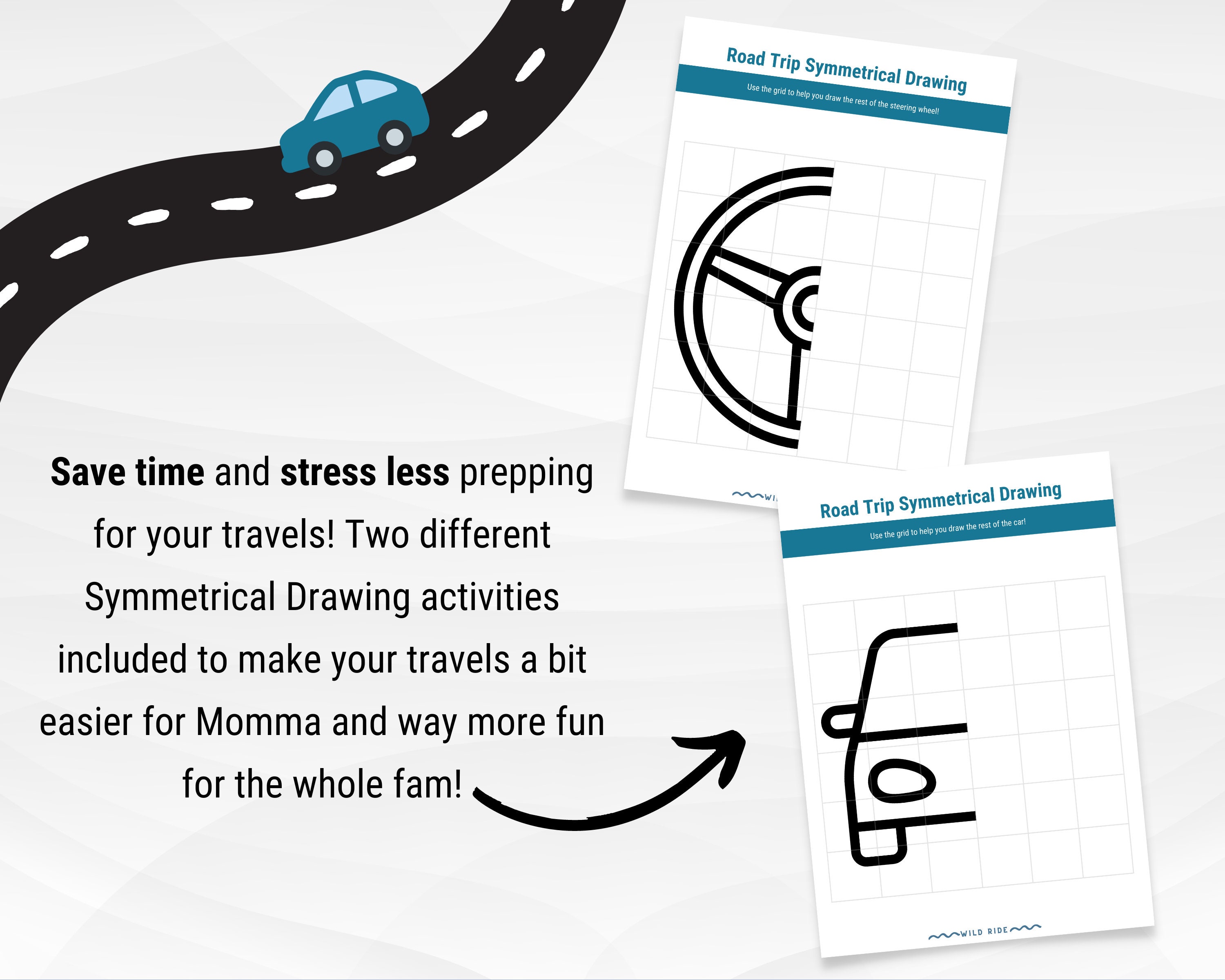 Symmetric Drawing Kids Activity, Printable Road Trip Games for Kids ...