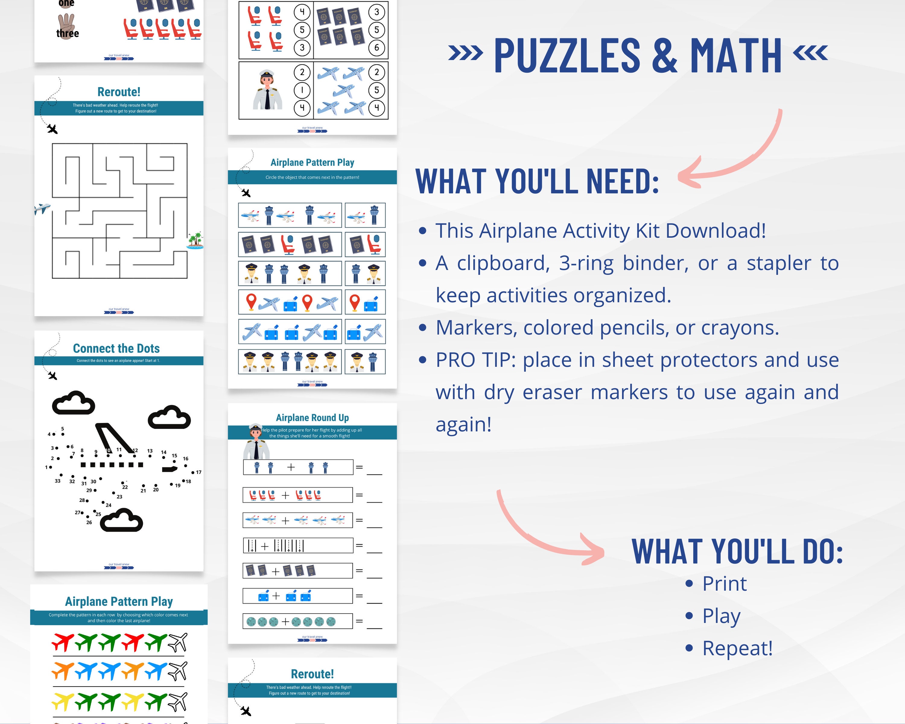 Airplane Games for Kids, Printable Travel Games, Plane Activities for ...