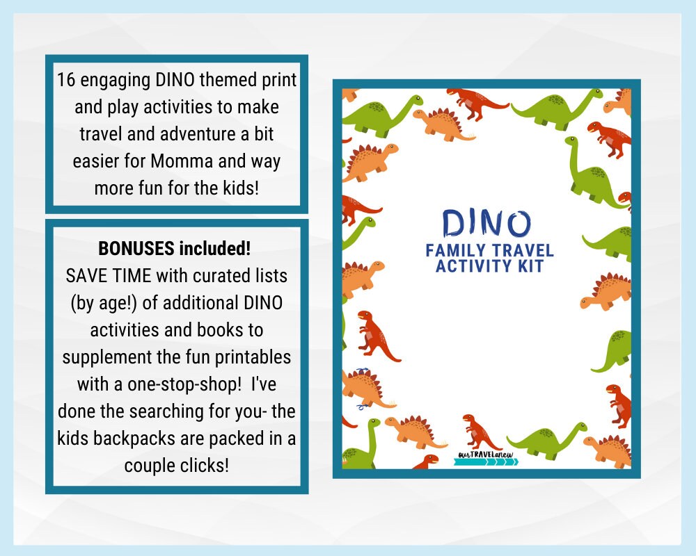 Dinosaur Activity Sheet, Dinosaur Worksheet, Kids Travel Activity Pack ...