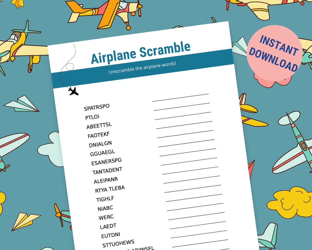 Word Scramble Puzzles, Printable Airplane Activities, Plane Activities ...