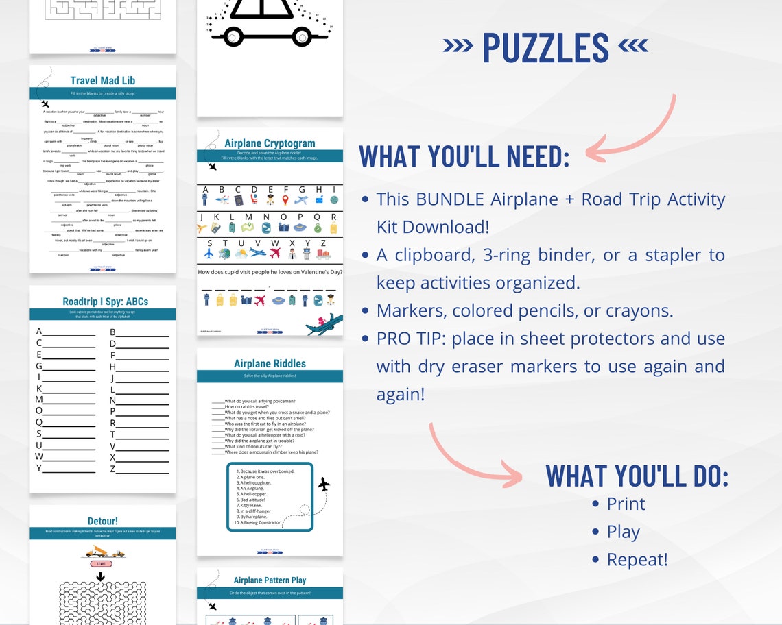 Travel Activity Books for Kids, Road Trip Printable Activities, Road ...