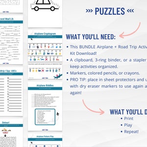 Travel Activity Books for Kids, Road Trip Printable Activities, Road ...