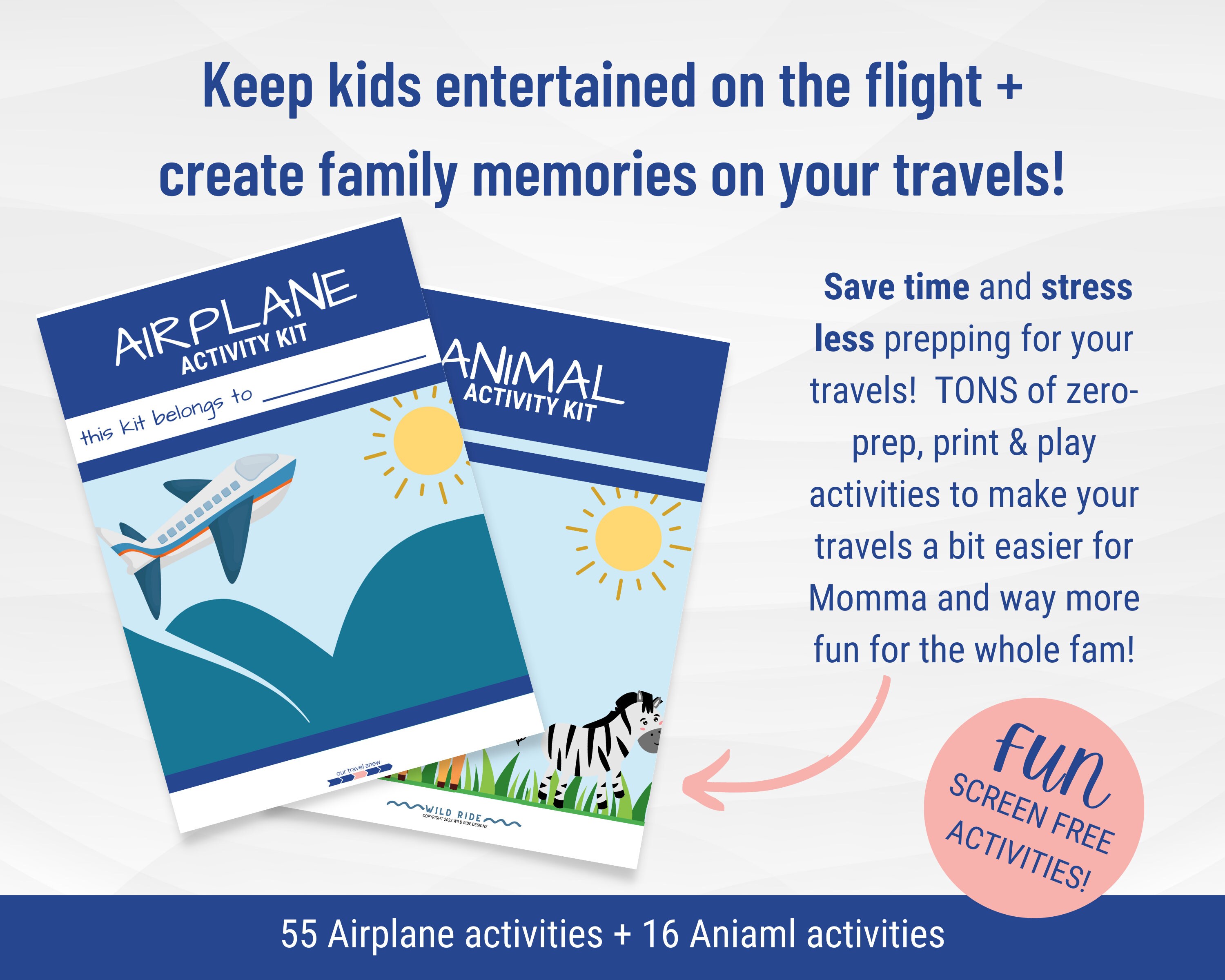 Kids Travel Activity Pack, Airplane Activities Printable, Travel Games ...