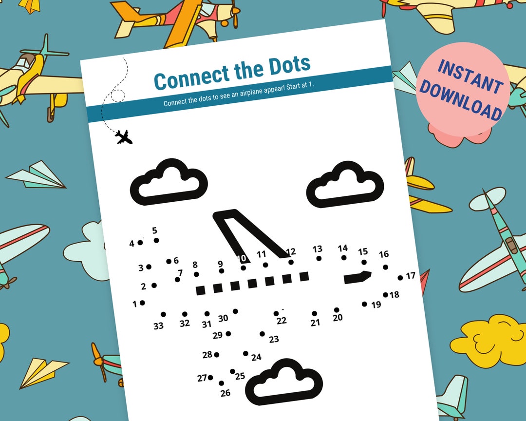 Connect the Dots Printable, Printable Airplane Activities, Plane ...