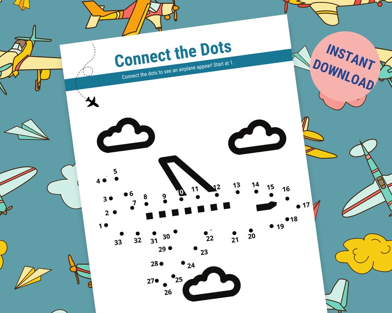 Connect the Dots Printable, Printable Airplane Activities, Plane ...