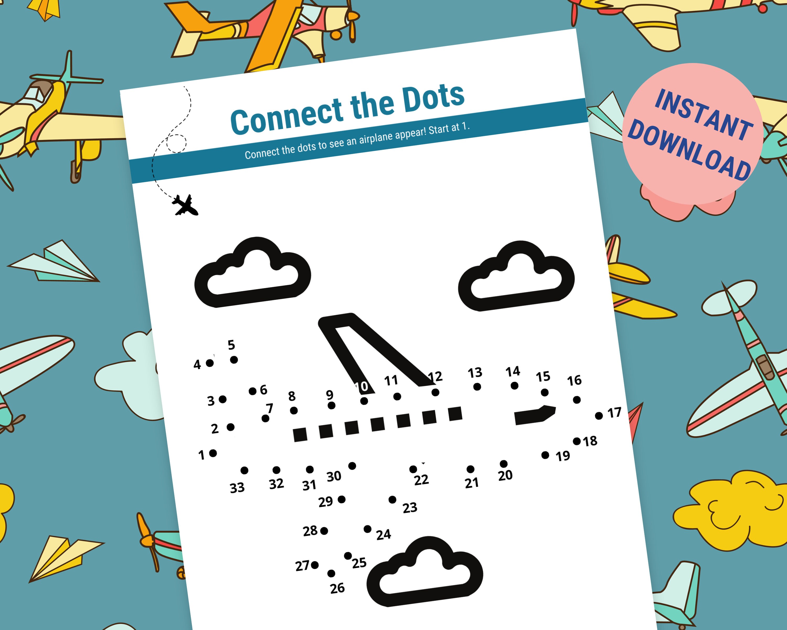 Connect the Dots Printable, Printable Airplane Activities, Plane ...