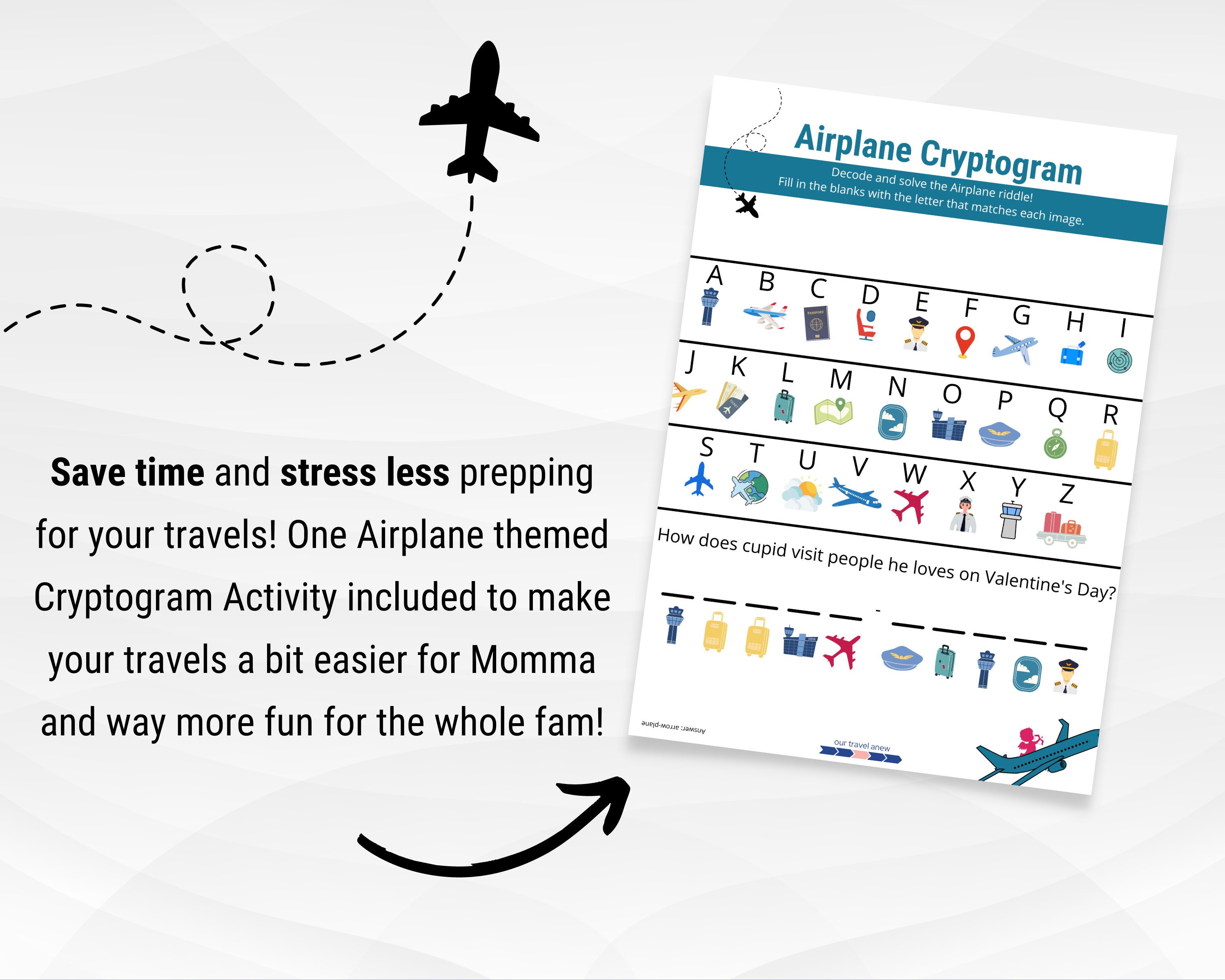 Cryptogram Puzzle, Printable Airplane Activities, Plane Activities for Kids, Travel Worksheet ...