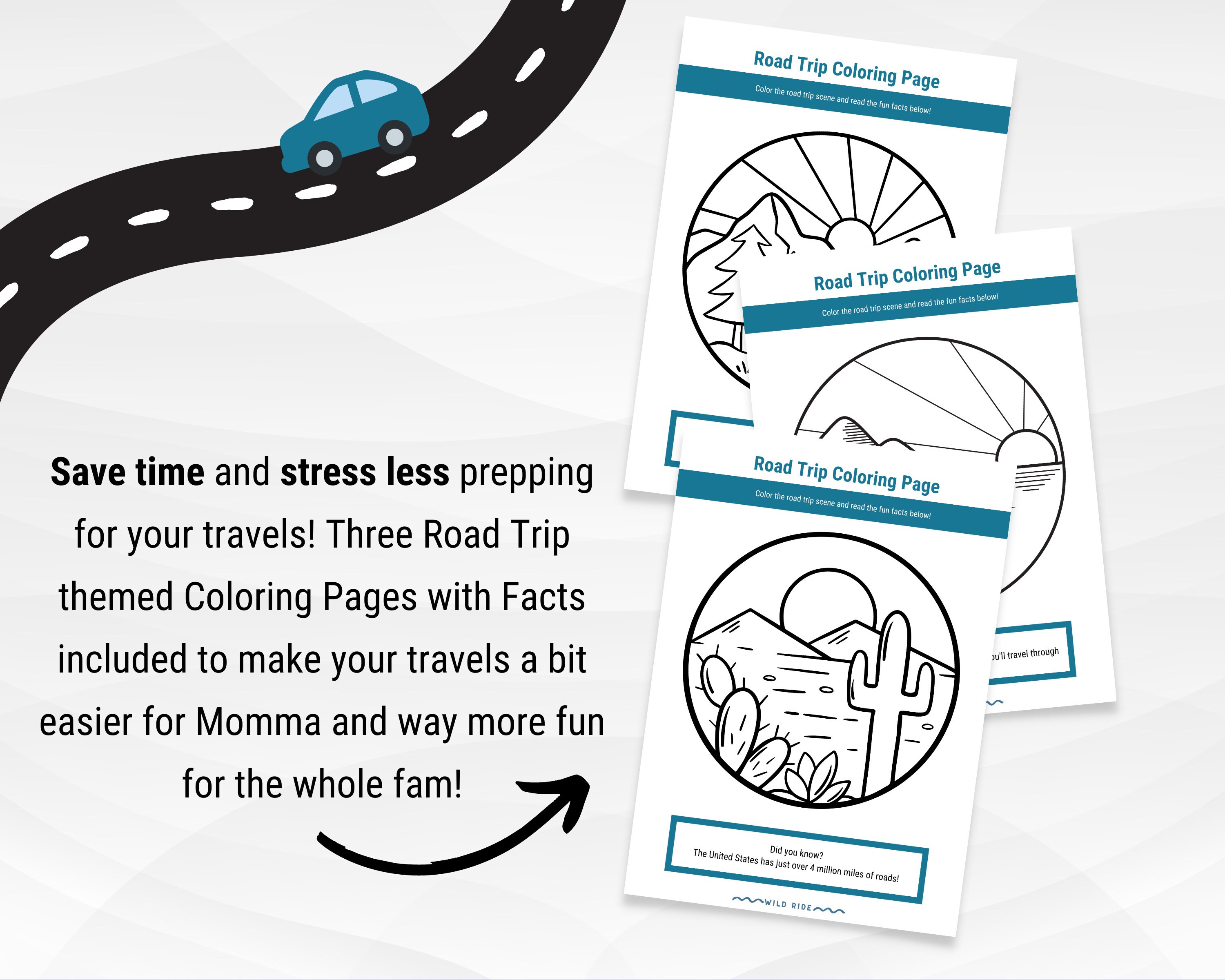 Road Trip Coloring Book, Vacation Coloring Page, Travel Coloring Pages ...