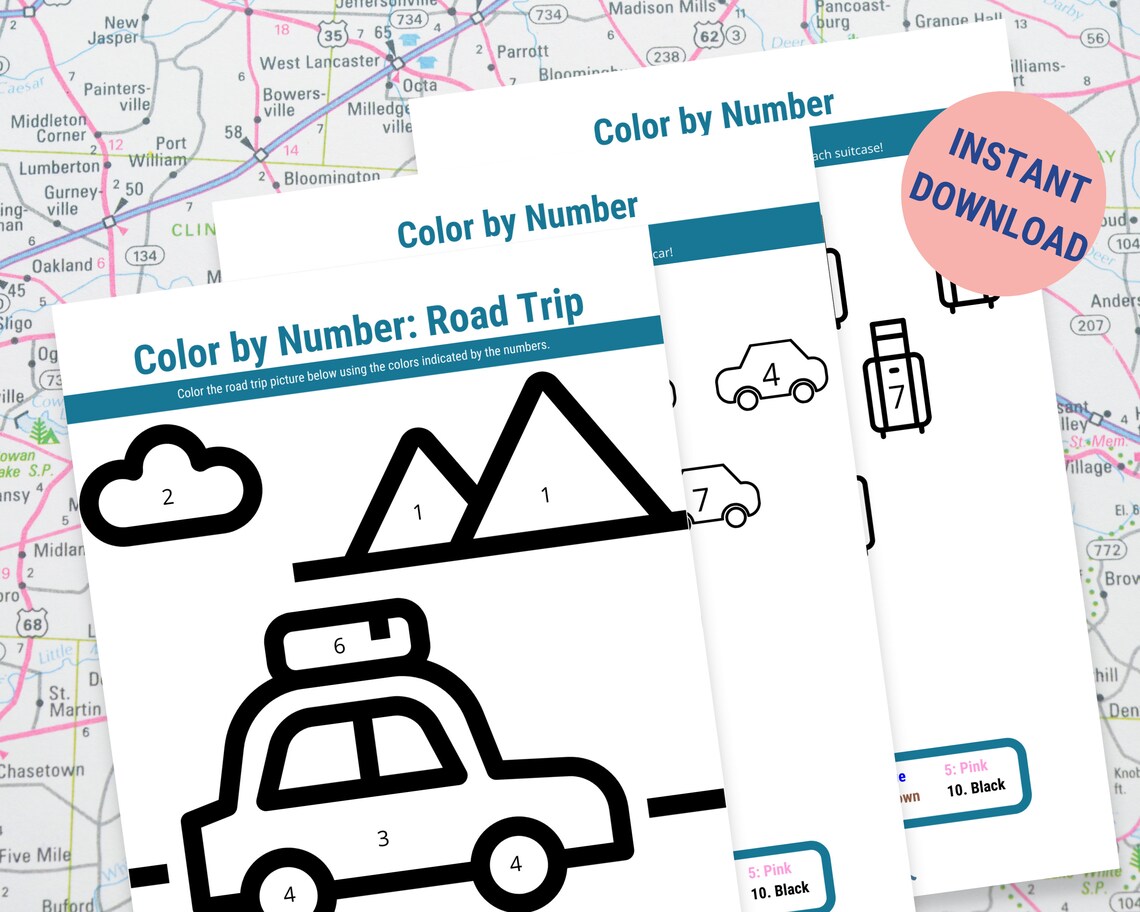 Road Trip Coloring Book, Printable Road Trip Games for Kids, Road Trip ...