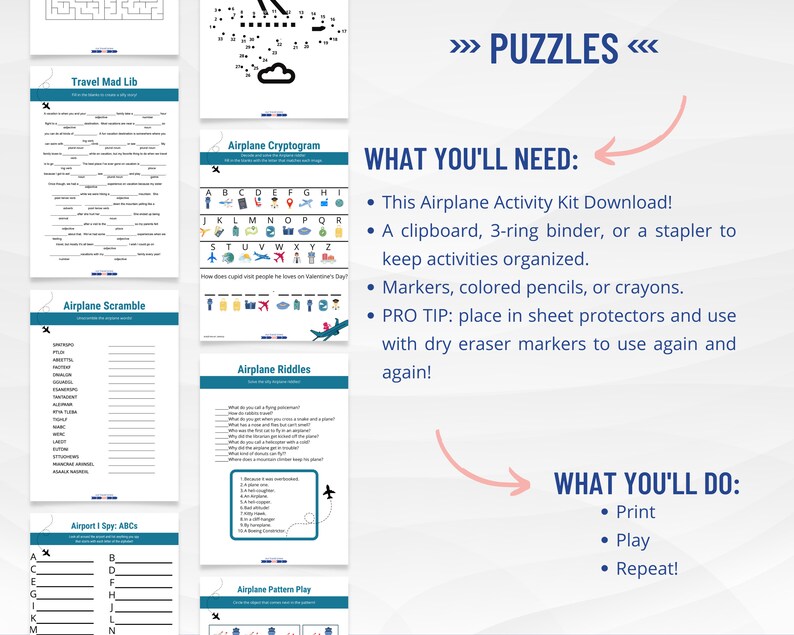 Airplane Games for Kids, Plane Activities for Kids, Kids Travel Kit ...