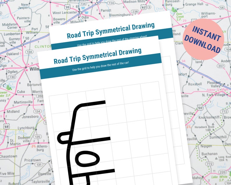Symmetric Drawing Kids Activity, Printable Road Trip Games for Kids ...