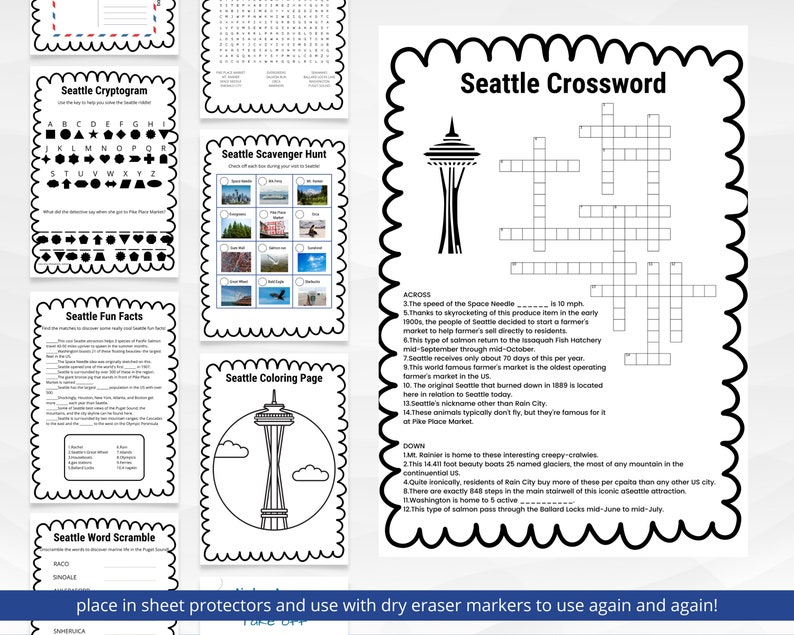 Seattle Vacation, Travel Activity Book, Kids Travel Activity Pack, Kids ...