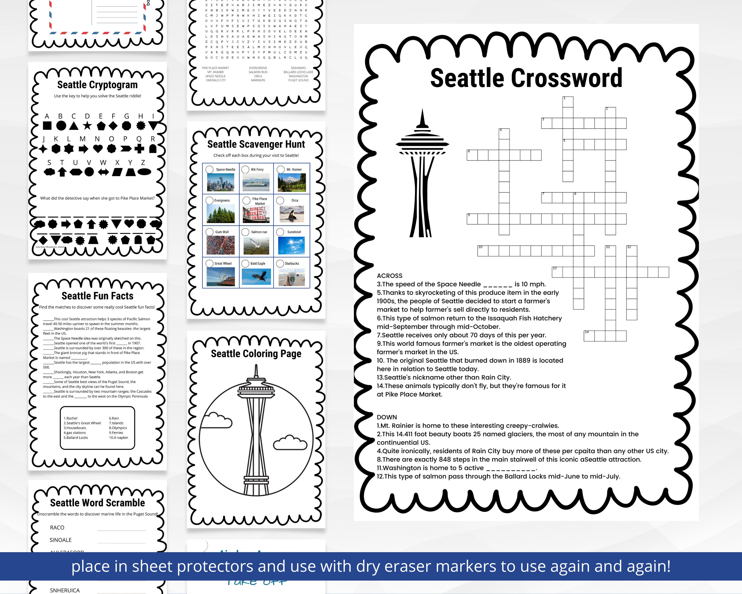 Seattle Vacation, Travel Activity Book, Kids Travel Activity Pack, Kids ...