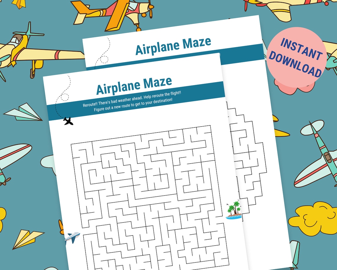 Printable Mazes for Kids, Printable Airplane Activities, Plane ...