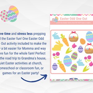 Printable Easter Game, Odd One Out, Easter Activity Sheet, Easter ...