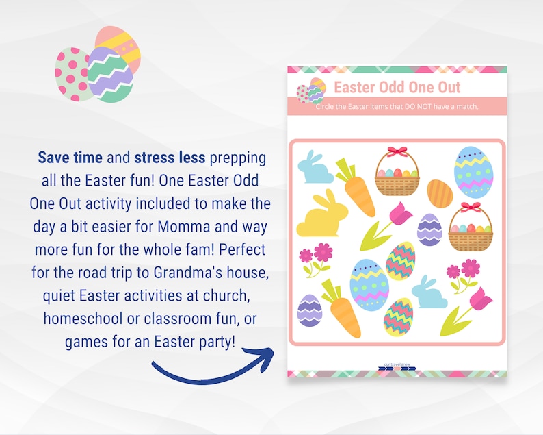 Printable Easter Game, Odd One Out, Easter Activity Sheet, Easter ...