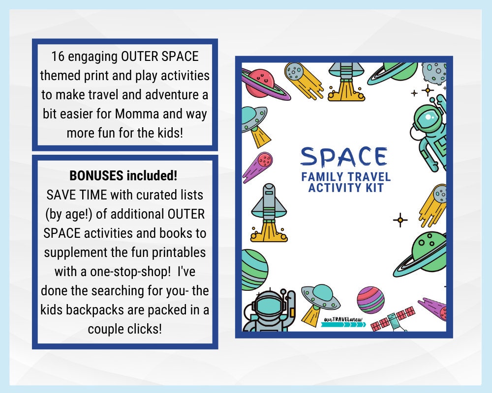 Space Worksheet, Printable Spaceship and Planets, Kids Travel Activity ...
