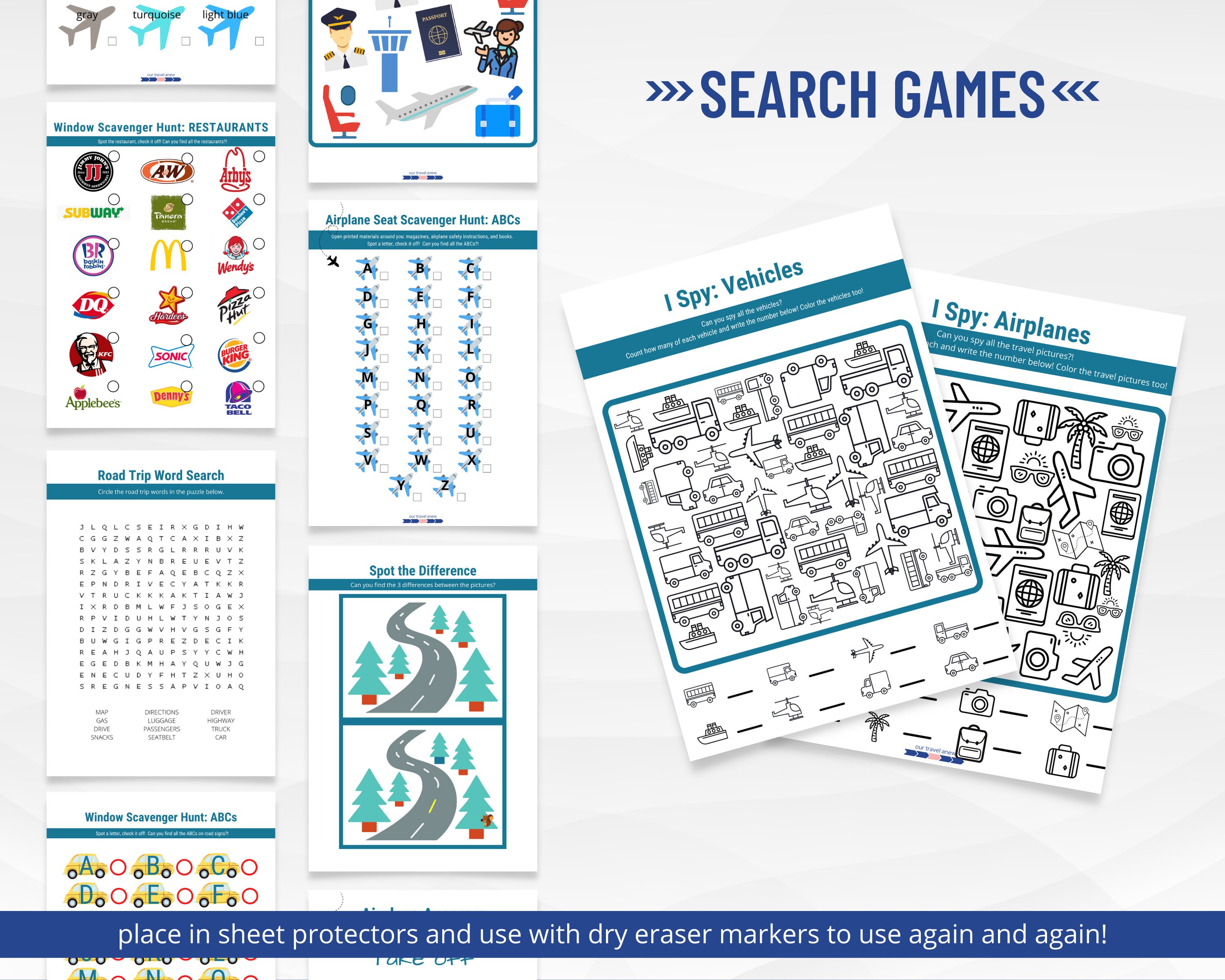 Travel Activity Books for Kids, Road Trip Printable Activities, Road ...