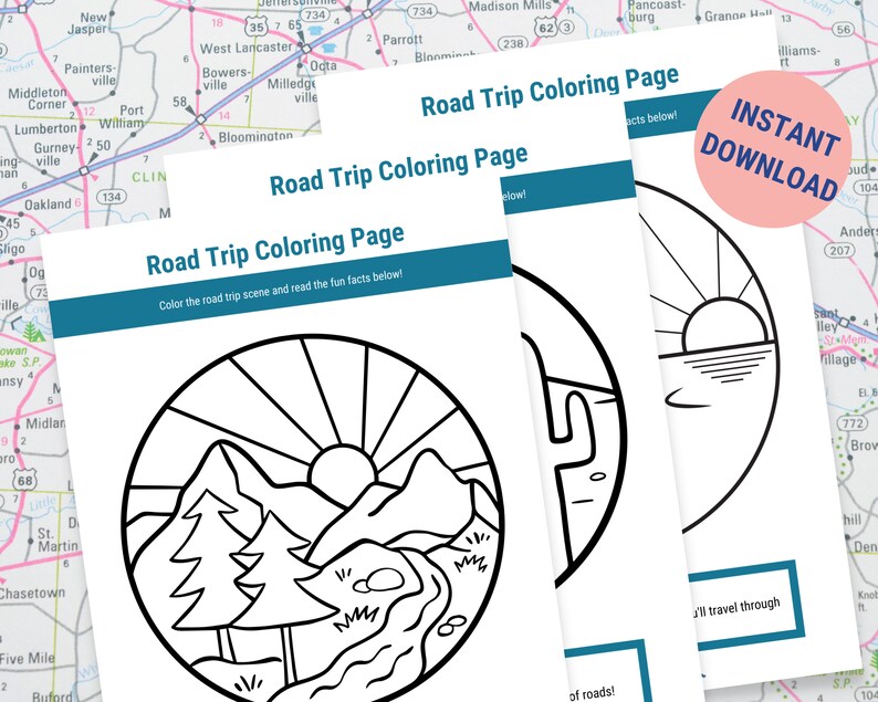 Road Trip Kids Printable, Road Trip Coloring Pages, Travel Coloring ...