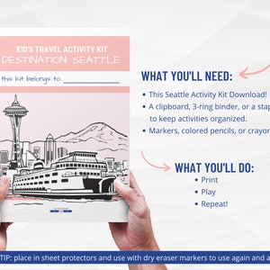 Seattle Vacation, Travel Activity Book, Kids Travel Activity Pack, Kids ...