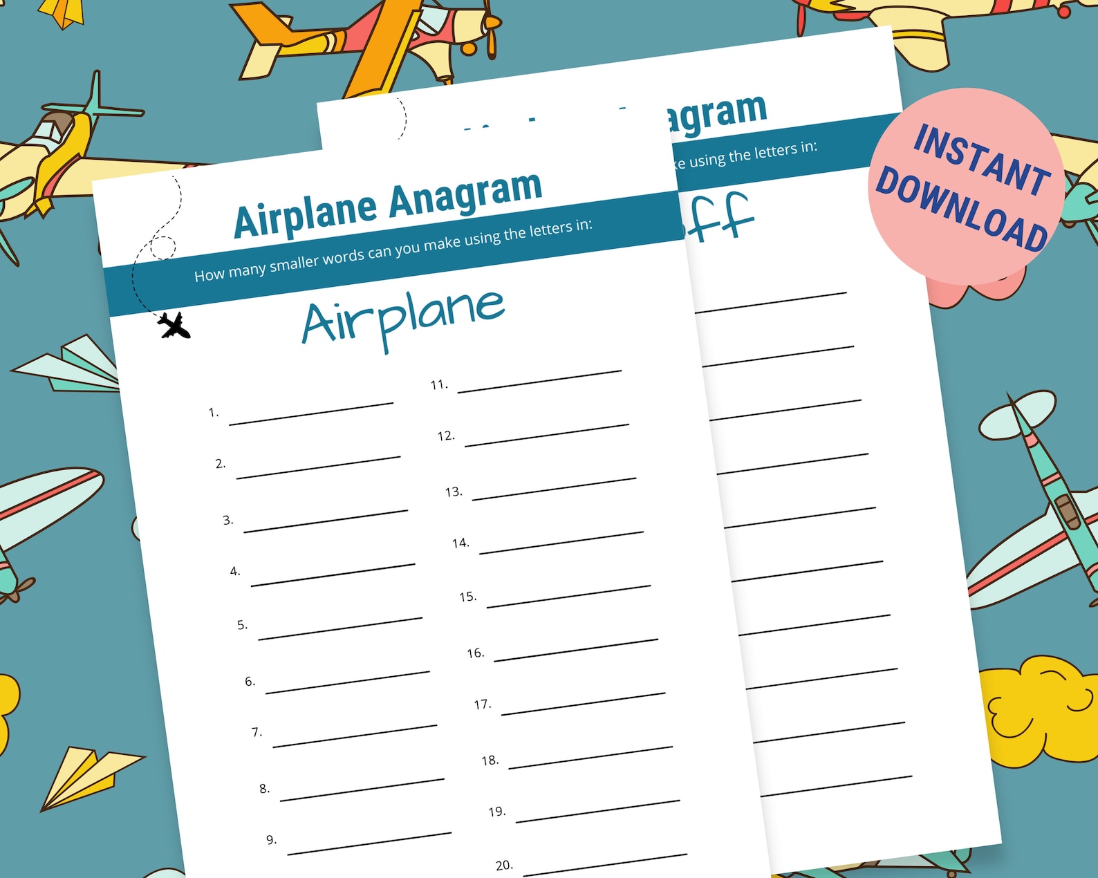 Anagrams Game, Printable Airplane Activities, Plane Activities for Kids ...