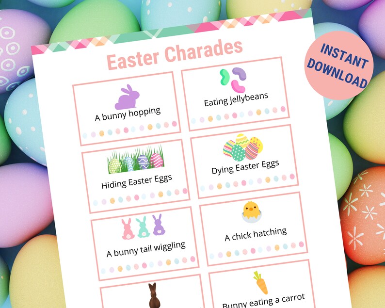 Printable Easter Game, Charades for Kids, Easter Activity Sheet, Easter ...